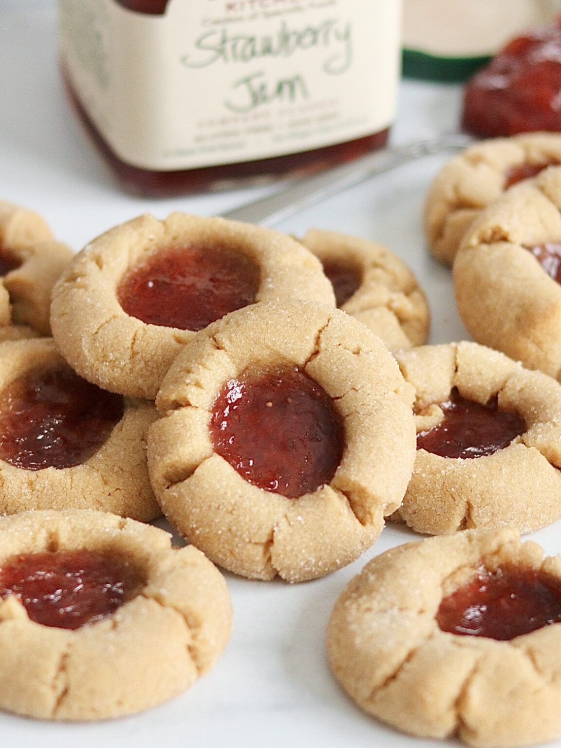 Peanut Butter and Jelly Thumbprint Cookies - Sweet Girl Treats