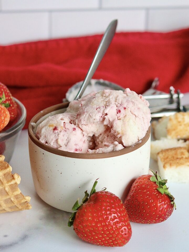 Strawberry Angel Food Cake Ice Cream - Sweet Girl Treats
