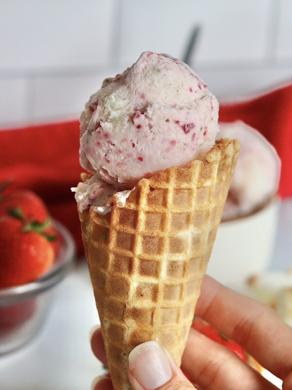 Strawberry Angel Food Cake Ice Cream - Sweet Girl Treats
