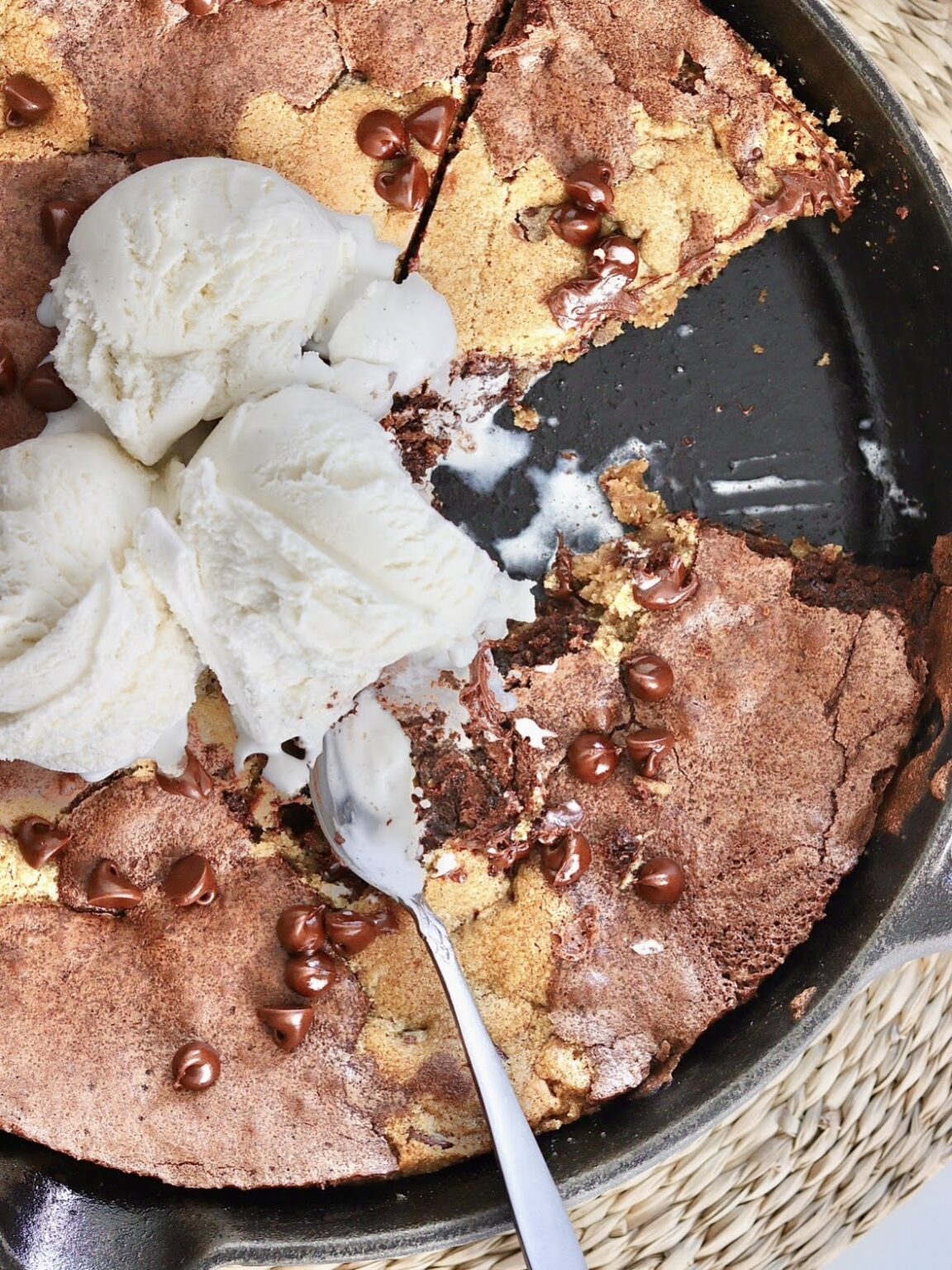 Skillet Brownie and Chocolate Chip Cookie - Sweet Girl Treats